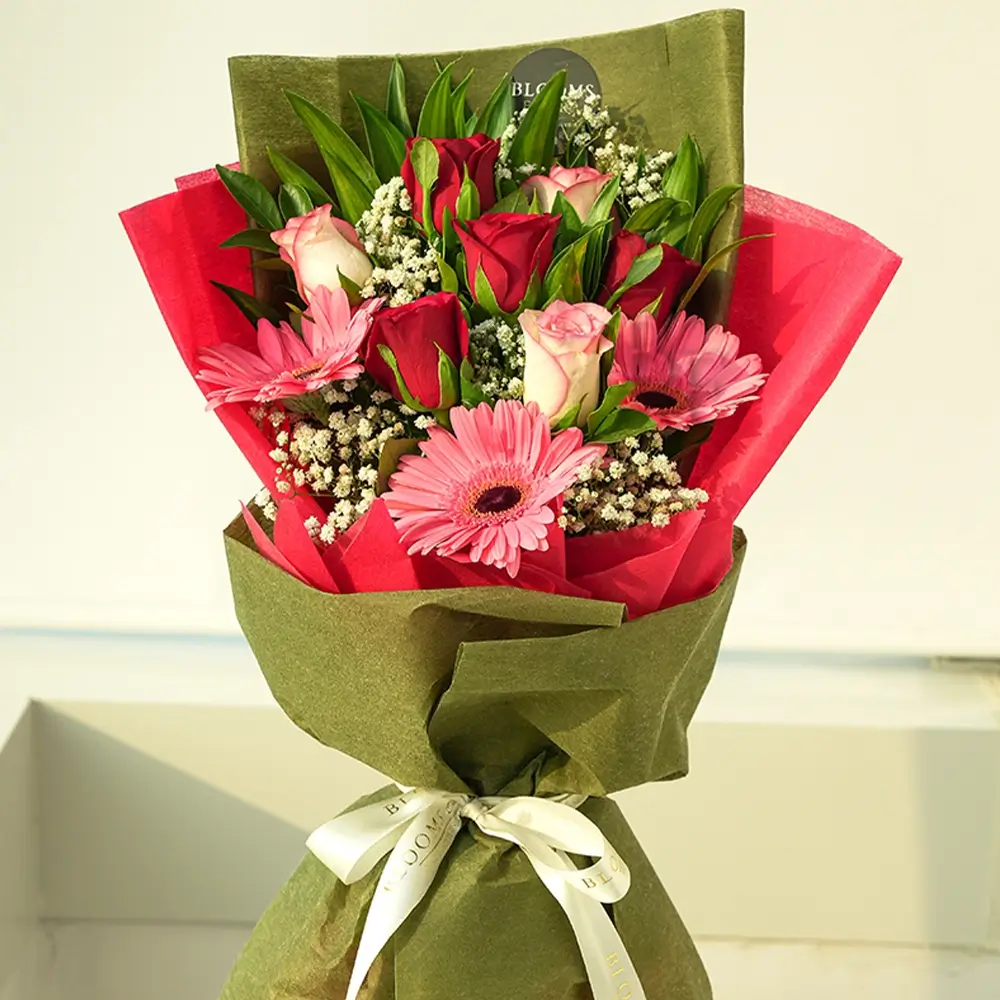 Gerberas & Roses Bouquet By BloomsFlora